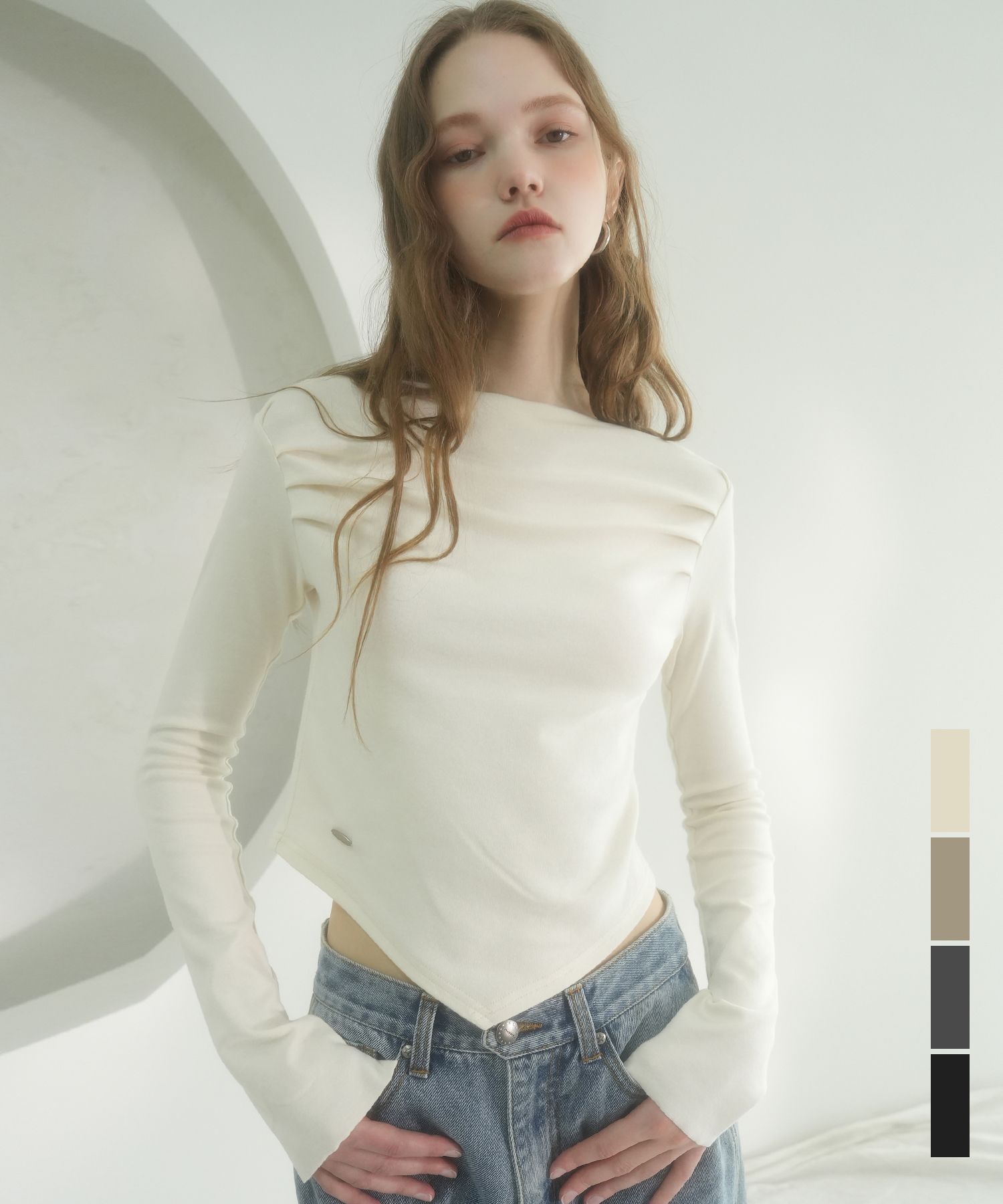 MUSINSA | VIVACIOUS V-cut Minimal Long Sleeve - 4COL