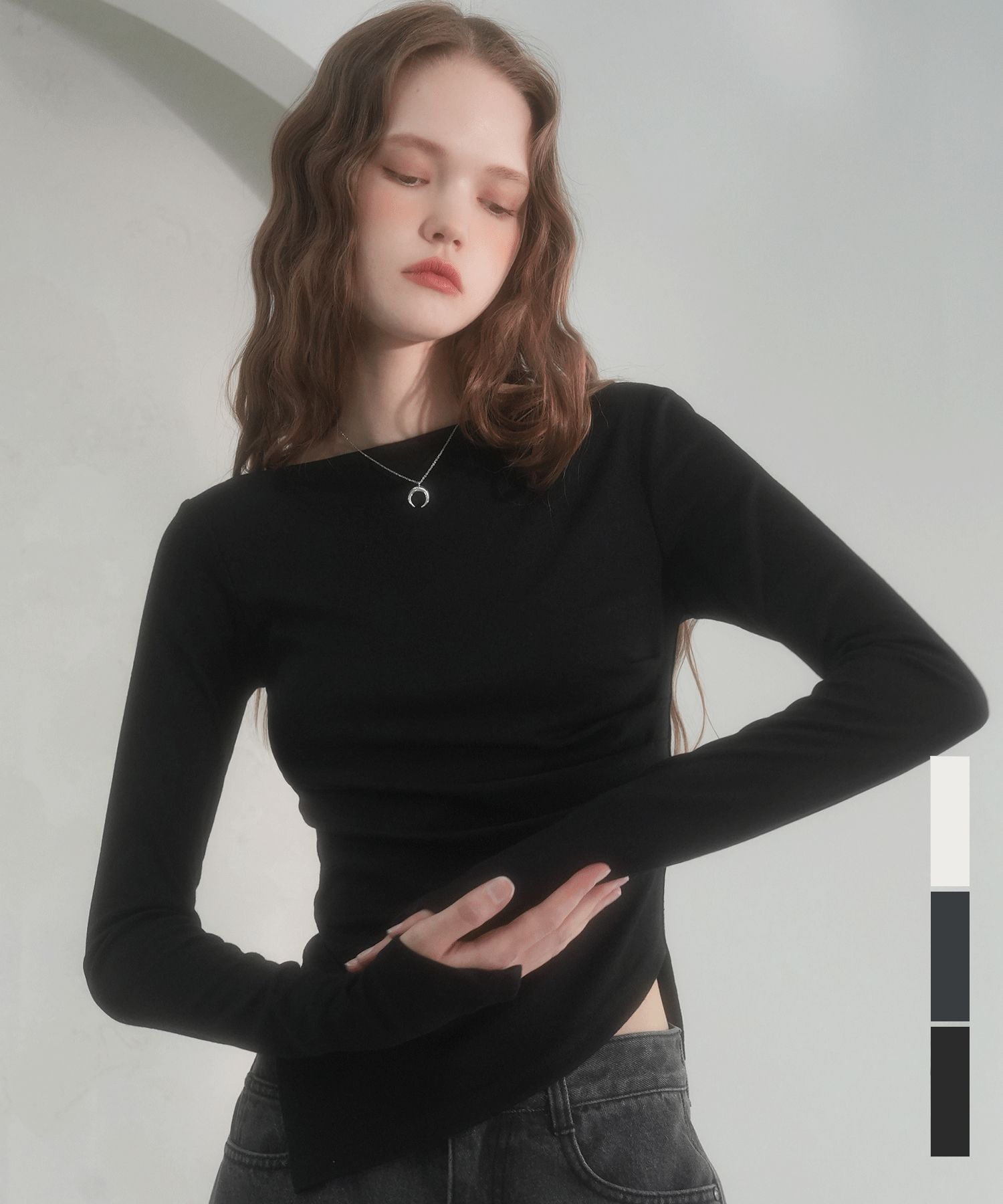 MUSINSA | VIVACIOUS V Drape Long Sleeve - 3COL