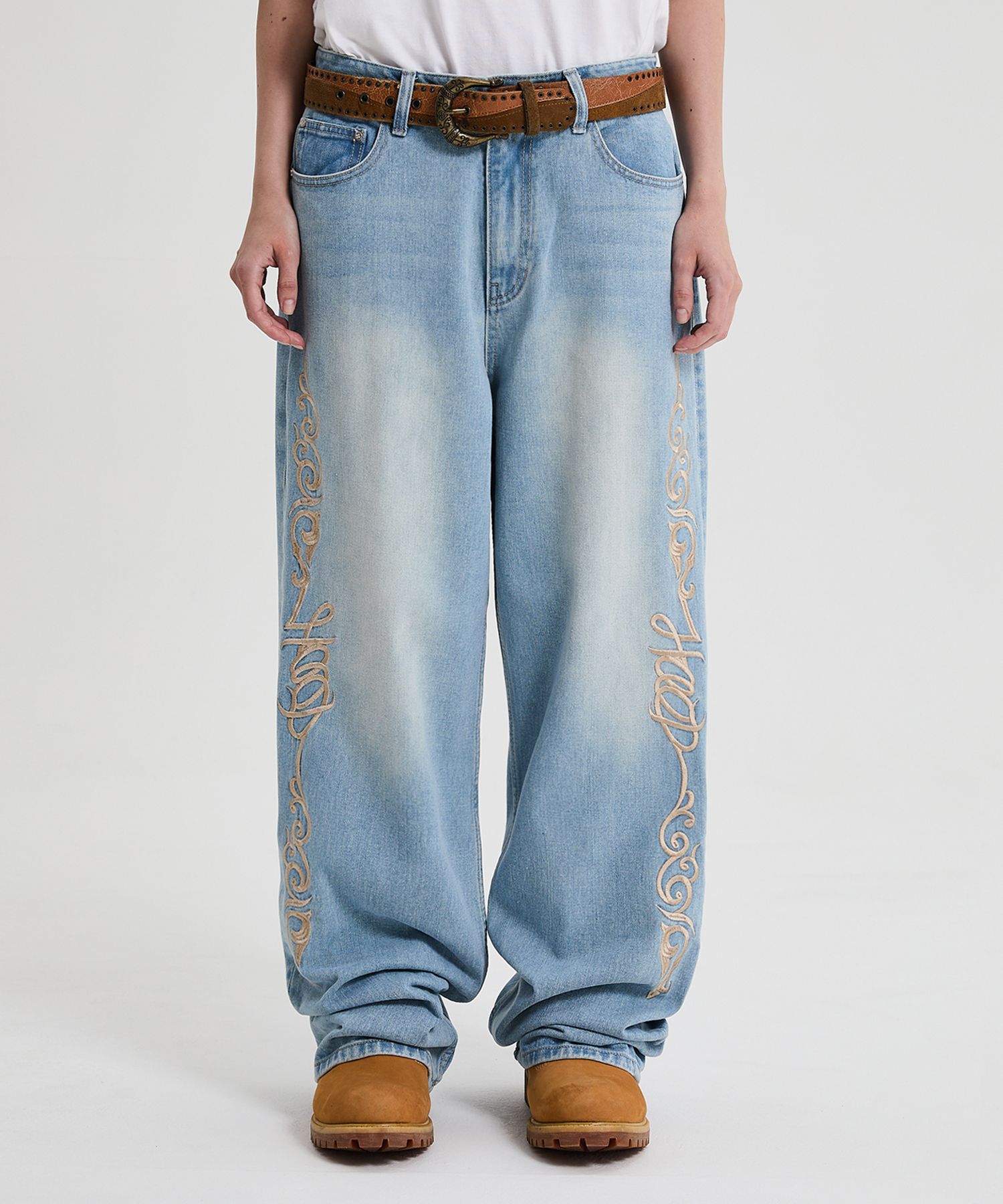 MUSINSA公式 | HOODHOOD HD Western Denim Pants Light Blue
