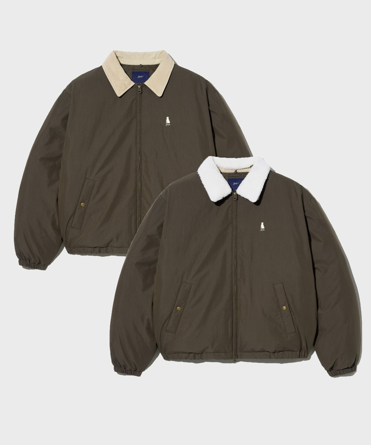 MUSINSA | YALE Detachable Boa Short Puffer Jacket_Dark Brown