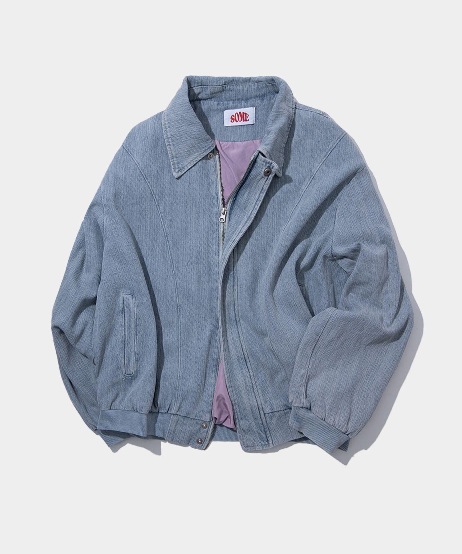 MUSINSA | SOME PLACE Striped Denim Collar Zip-Up Blouson Work Jacket ...