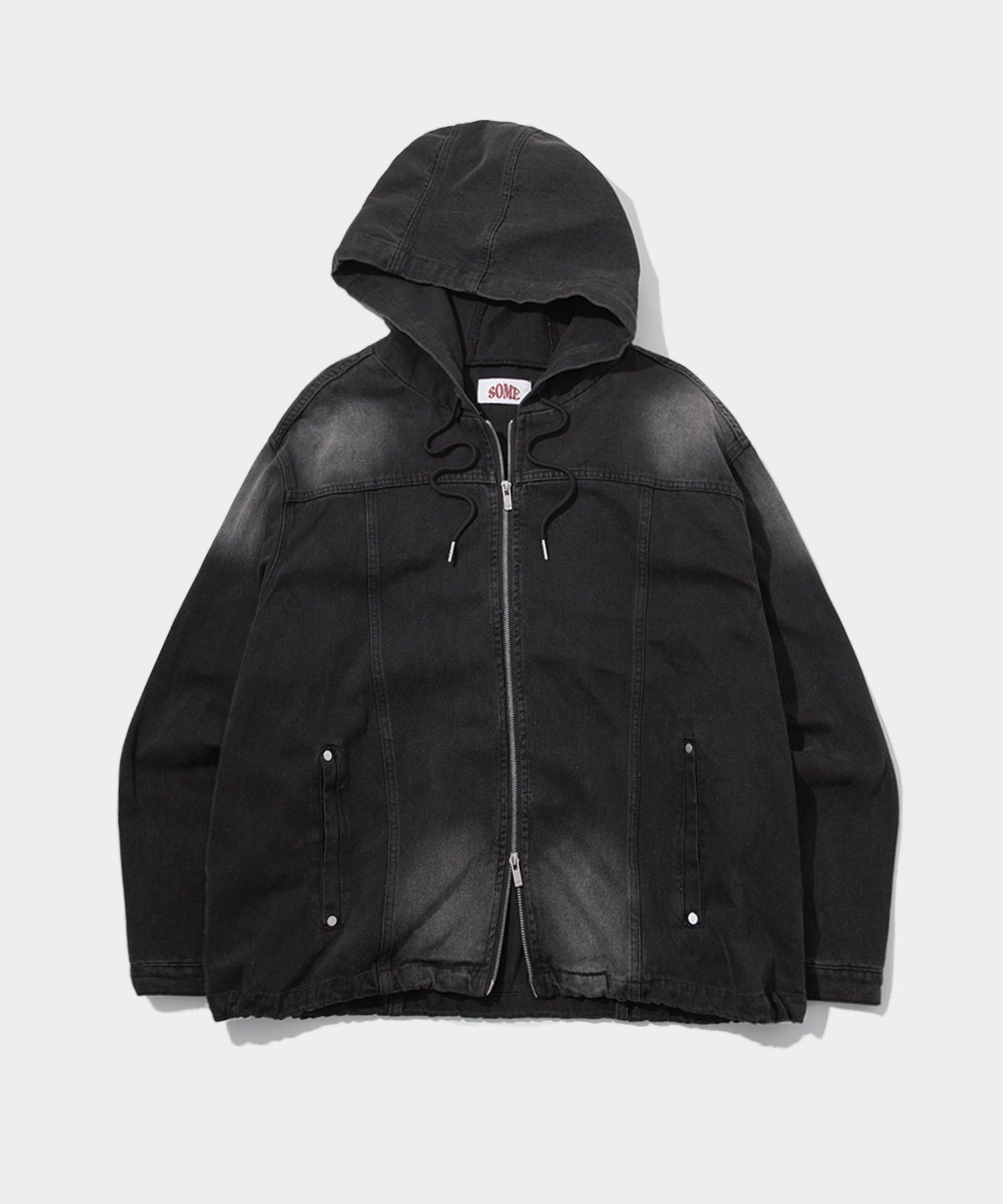 MUSINSA | SOME PLACE Denim Vintage Hooded String Two Way Zip-Up Jacket ...