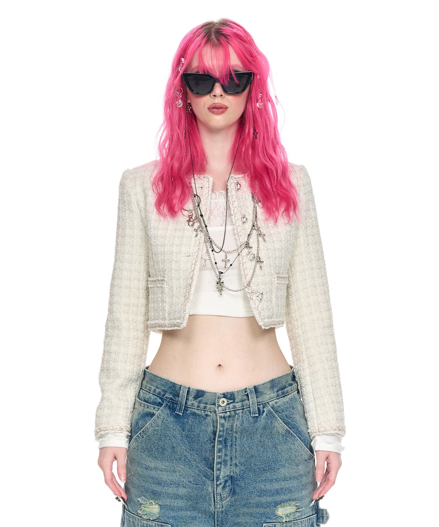 MUSINSA公式 | SCHISM INDUCING PUNK TWEED JACKET IVORY