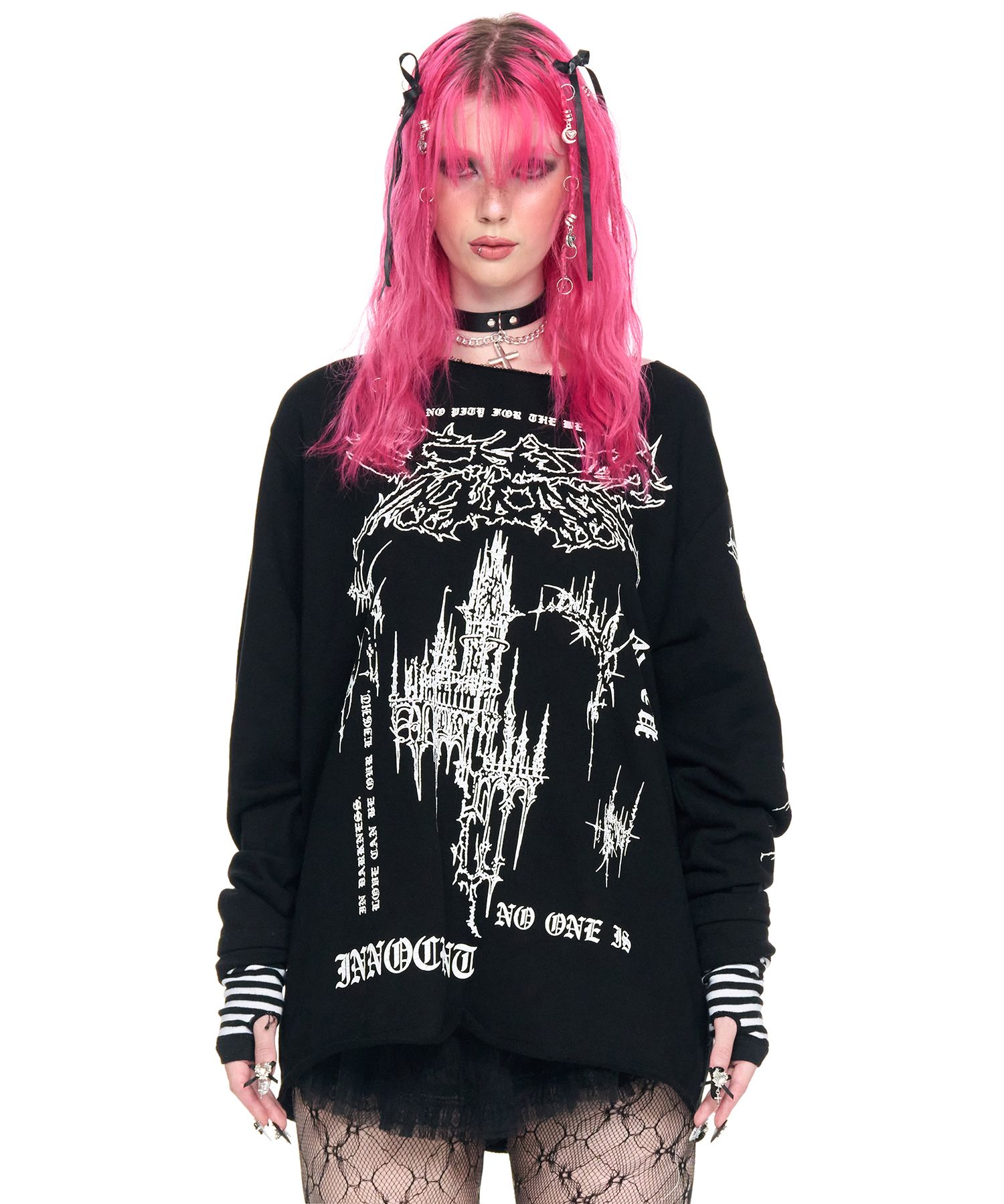 MUSINSA | SCHISM INDUCING EMO OFF SHOULDER SLEEVES BLACK