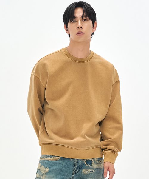 MUSINSA | SOVERMENT 980G Pigment Man to Man - Camel