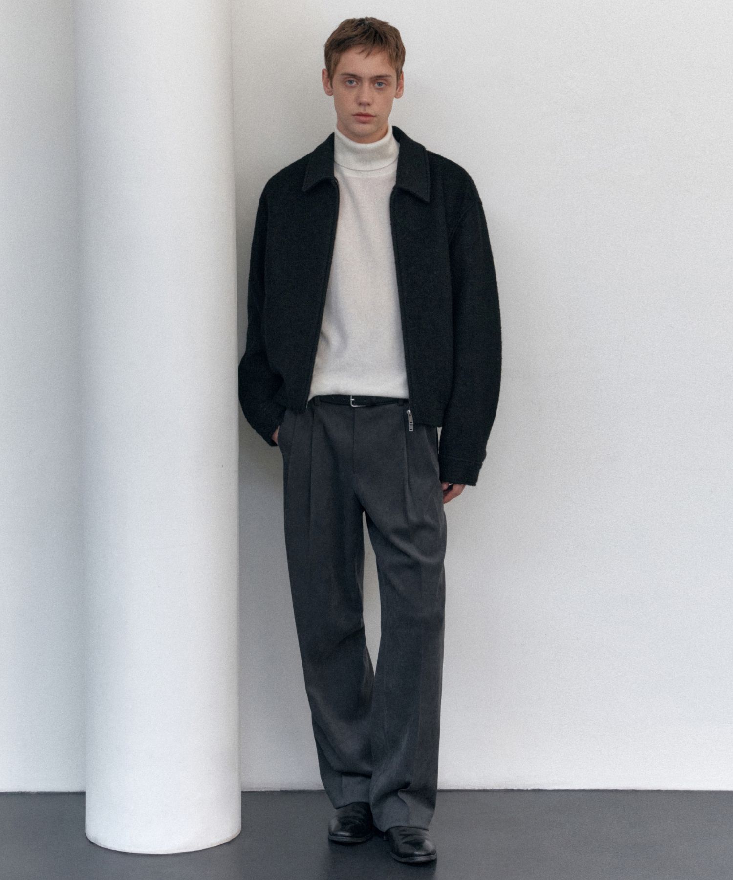 MUSINSA | MUSINSA STANDARD Brushed toe tuck wide hidden banding slacks ...