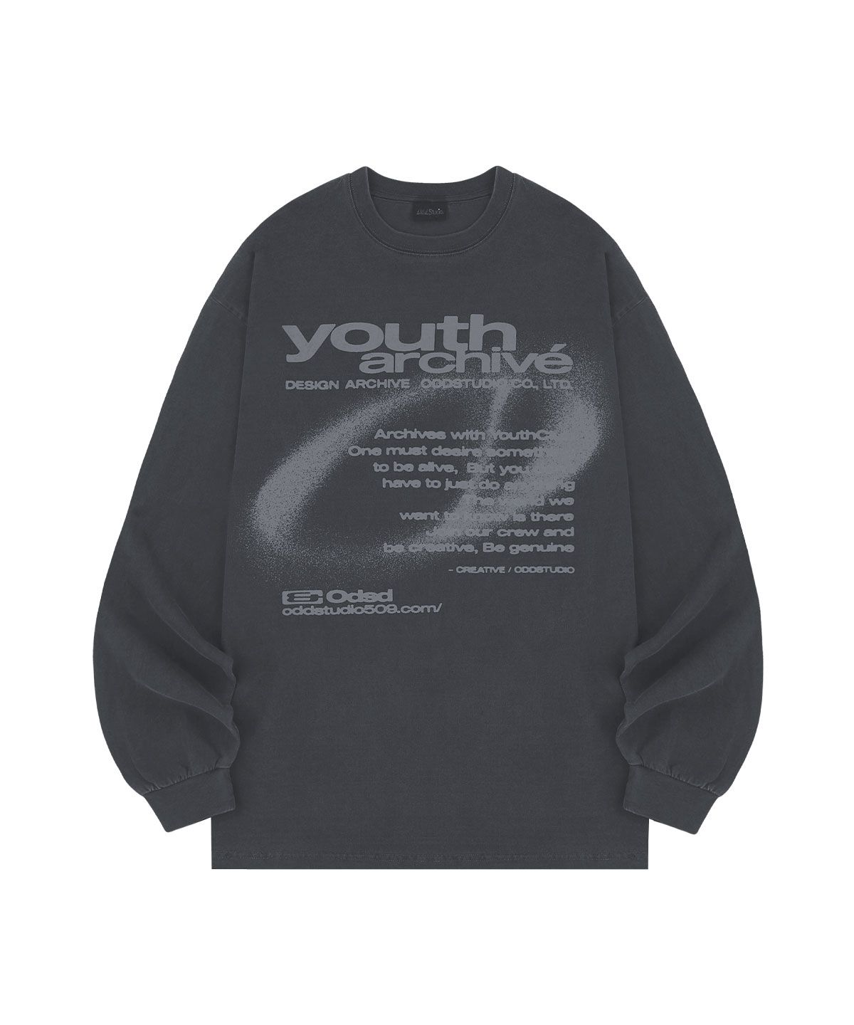 MUSINSA公式 | ODDSTUDIO YOUTH ARCHIVE PIGMENT OVERFIT LONG SLEEVE - CHARCOAL