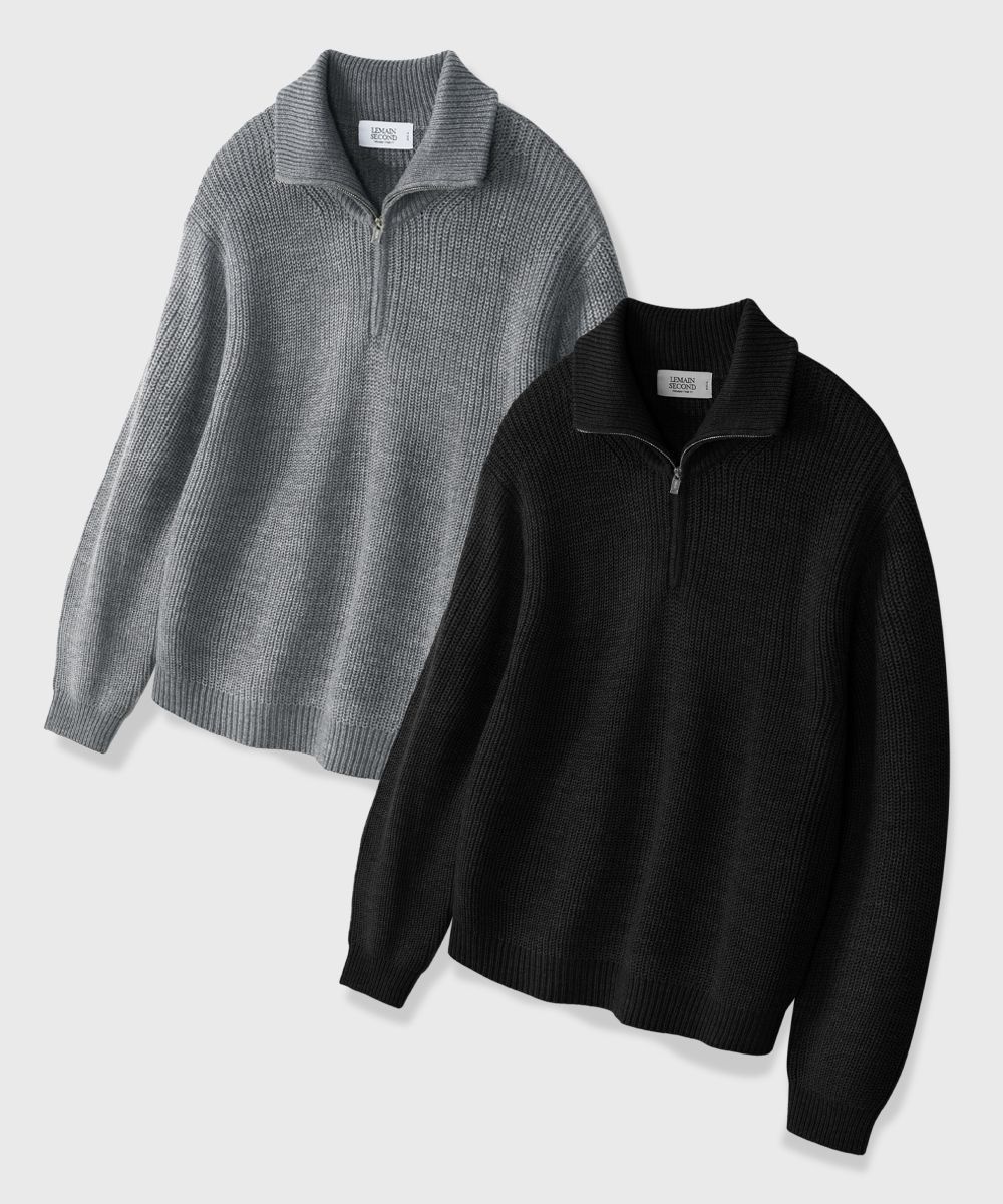MUSINSA公式 | LEMAIN SECOND [2PACK] OVERFIT VOLUME WASHABLE HALF ZIP-UP ...