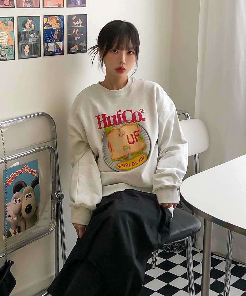 MUSINSA公式 | HUF HUF SANDWICH CREWNECK [WHITE MELANGE]