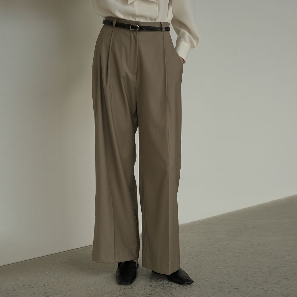 MUSINSA | MOMET Formal wide belt slacks beige