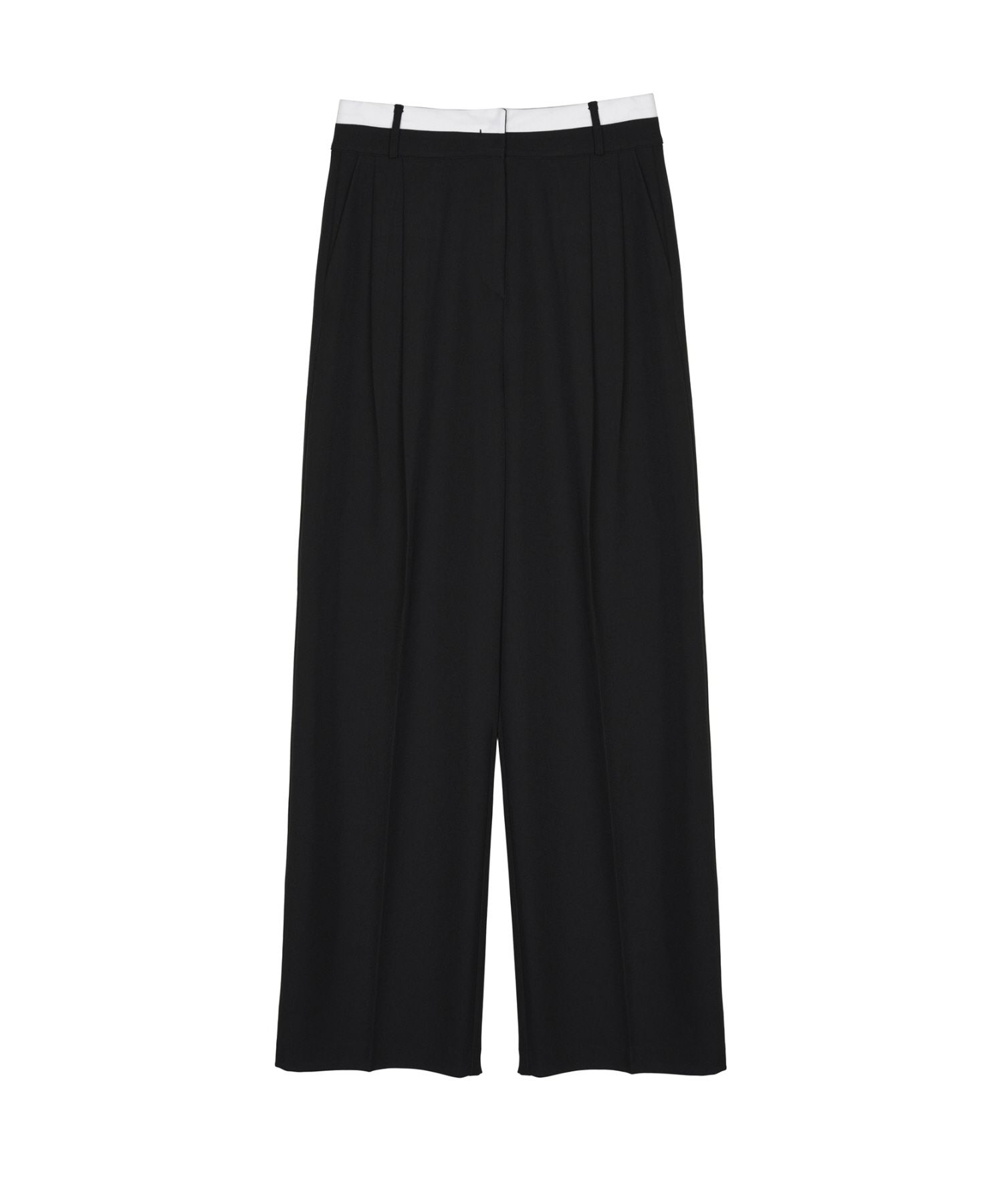 MUSINSA | NICK&NICOLE DOUBLE WAISTBAND SLACKS_BLACK