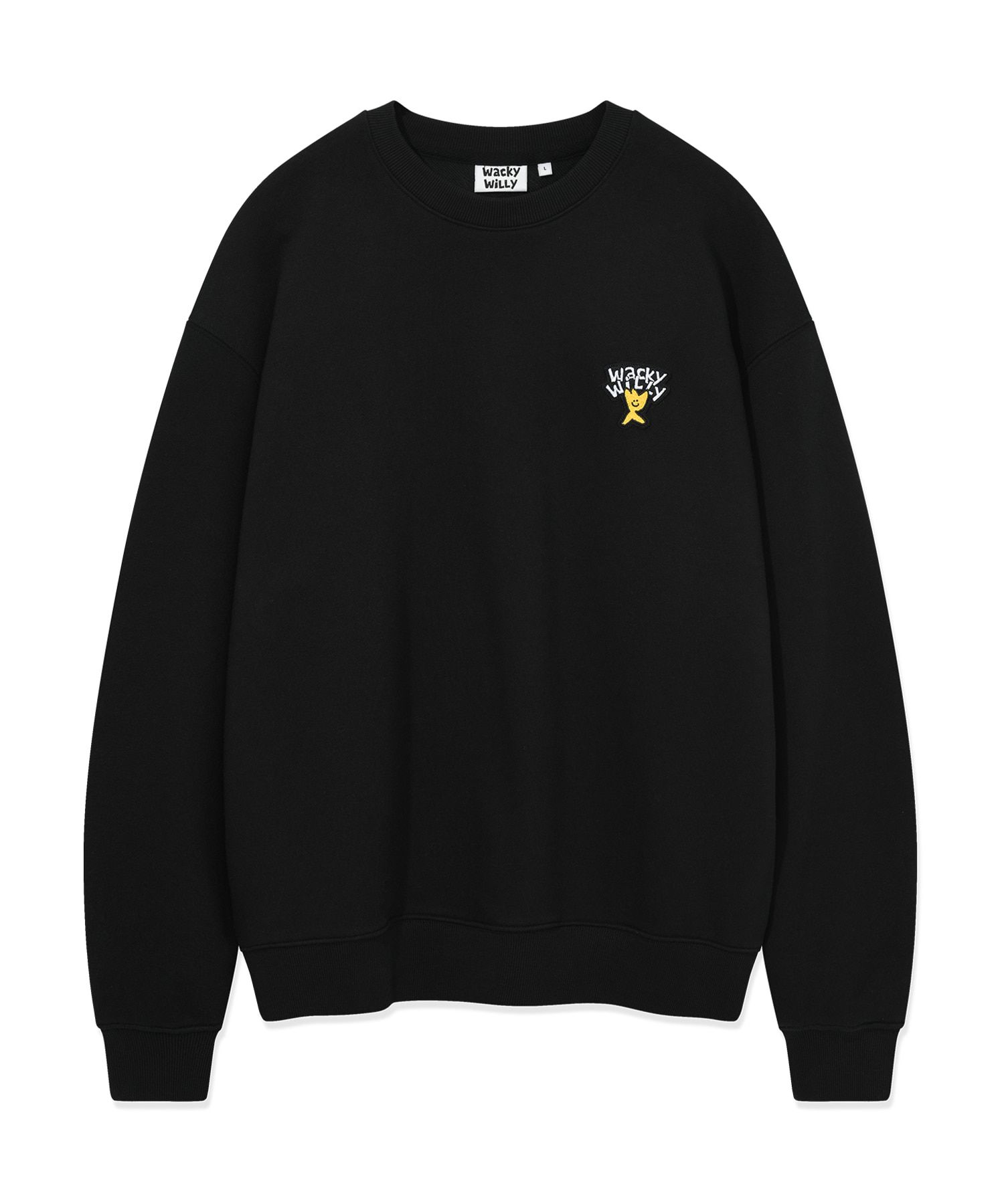 MUSINSA | WACKY WILLY Basic Logo Wappen Man to Man Black
