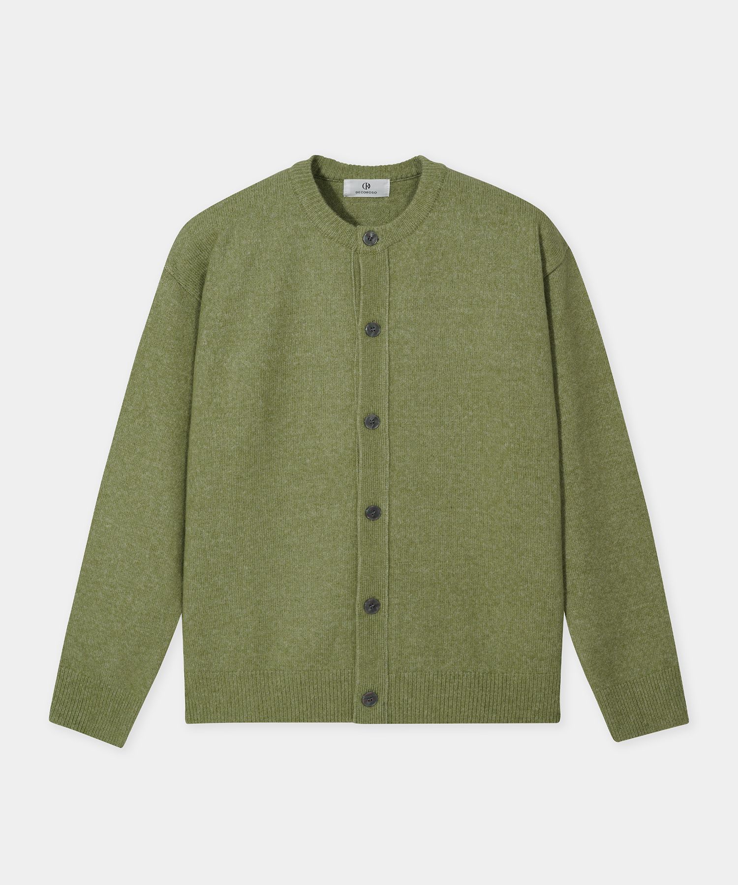 MUSINSA | DECOROSO Comfort Round Neck Wool Cardigan [Green]