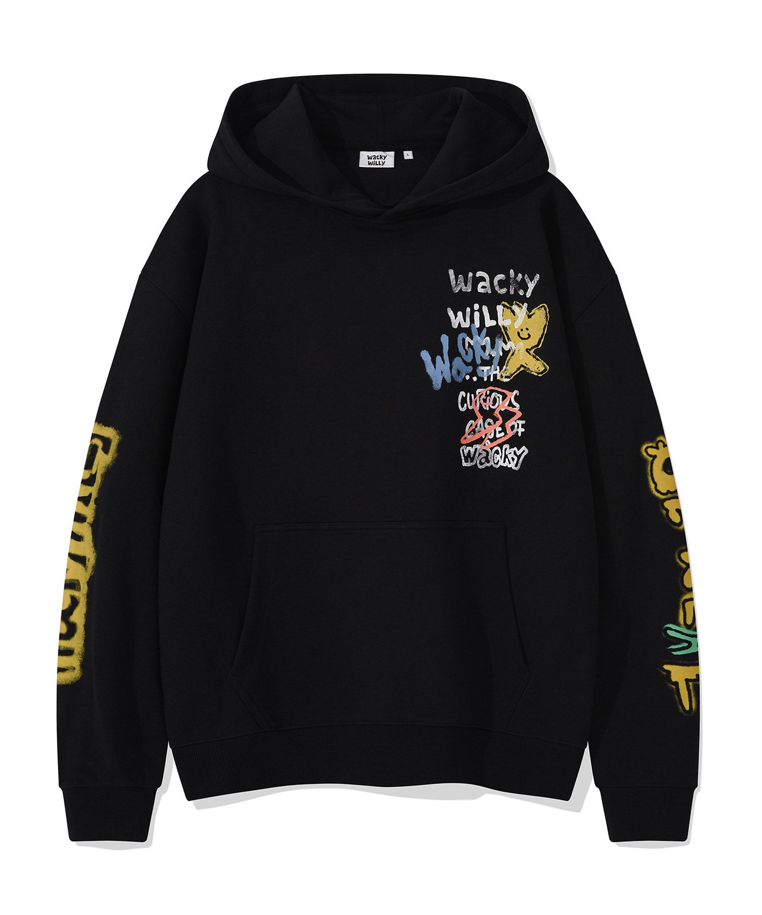 MUSINSA | WACKY WILLY Spray Graphic Hood Black