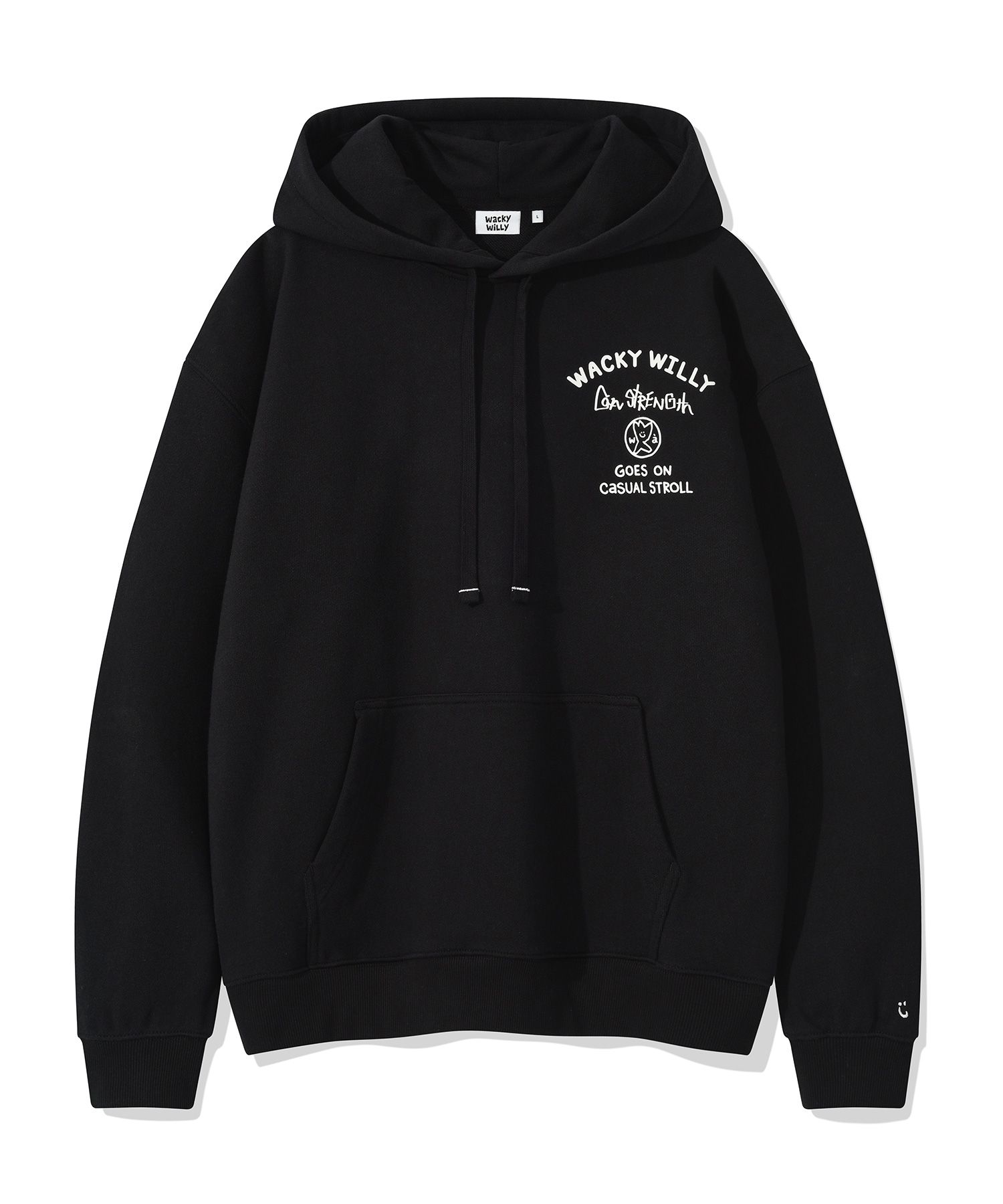 MUSINSA | WACKY WILLY Lettering Heavy Hoodie Black