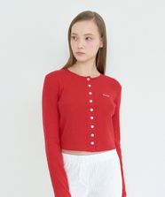 MUSINSA PISCESS Eyelet Punching Cardigan Red