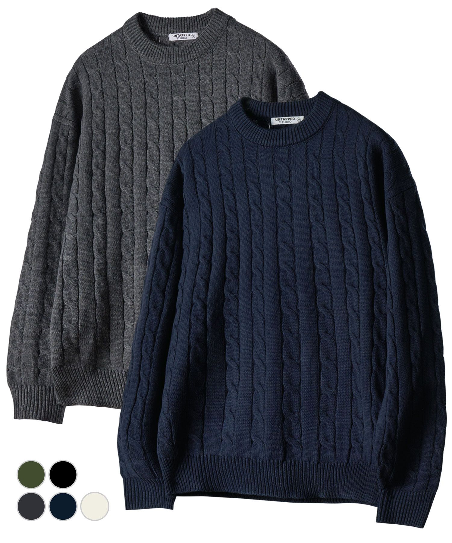 MUSINSA | UNTAPPED STUDIO Overfit Cable Round Knit 5COLOR