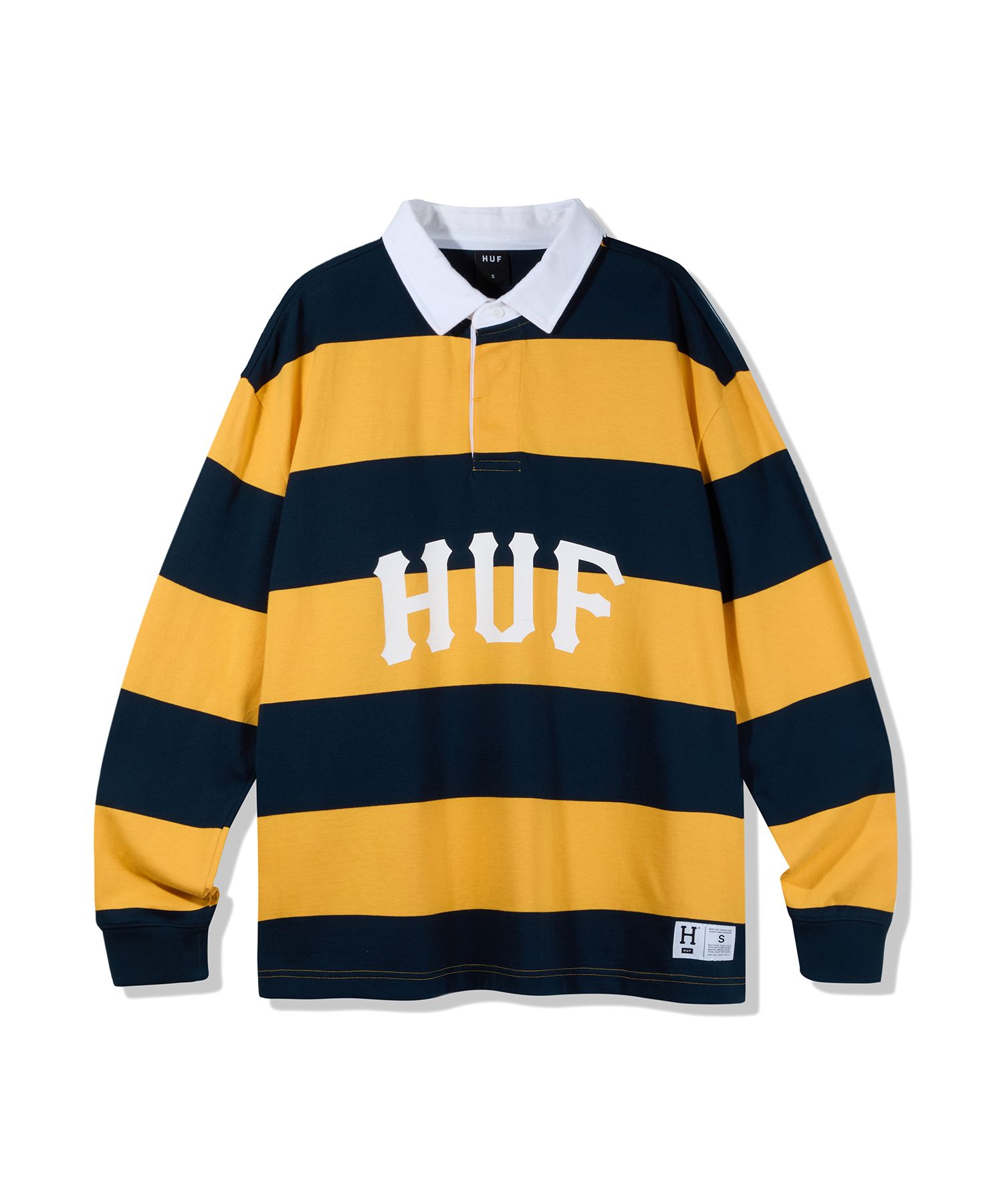 MUSINSA | HUF ARCH LOGO RUGBY TEE [YELLOW/NAVY]