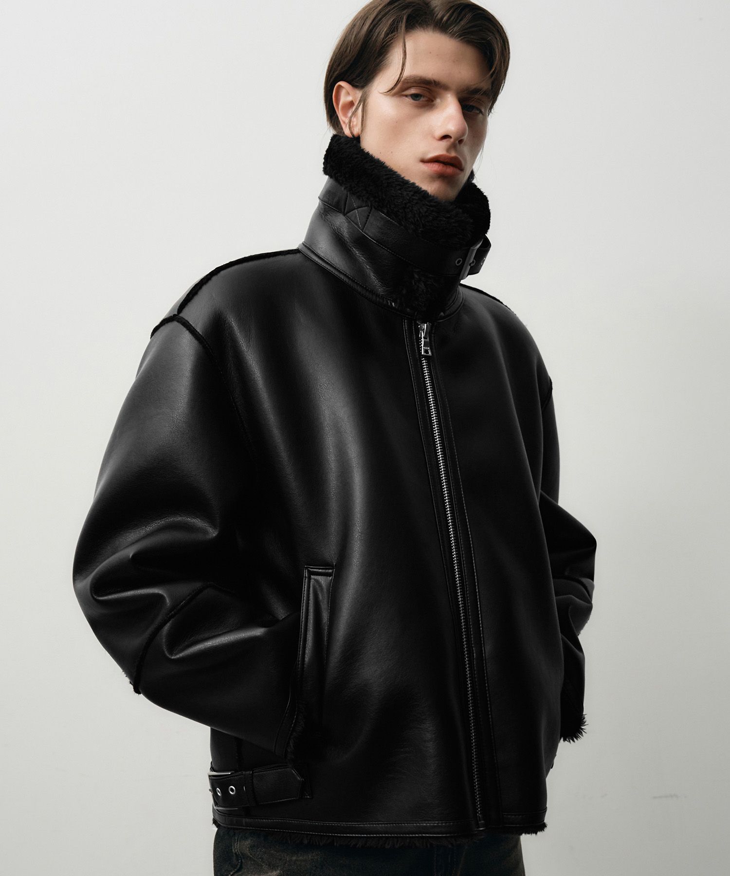 MUSINSA | DRAW FIT Oversized Line Mustang Jacket [BLACK]