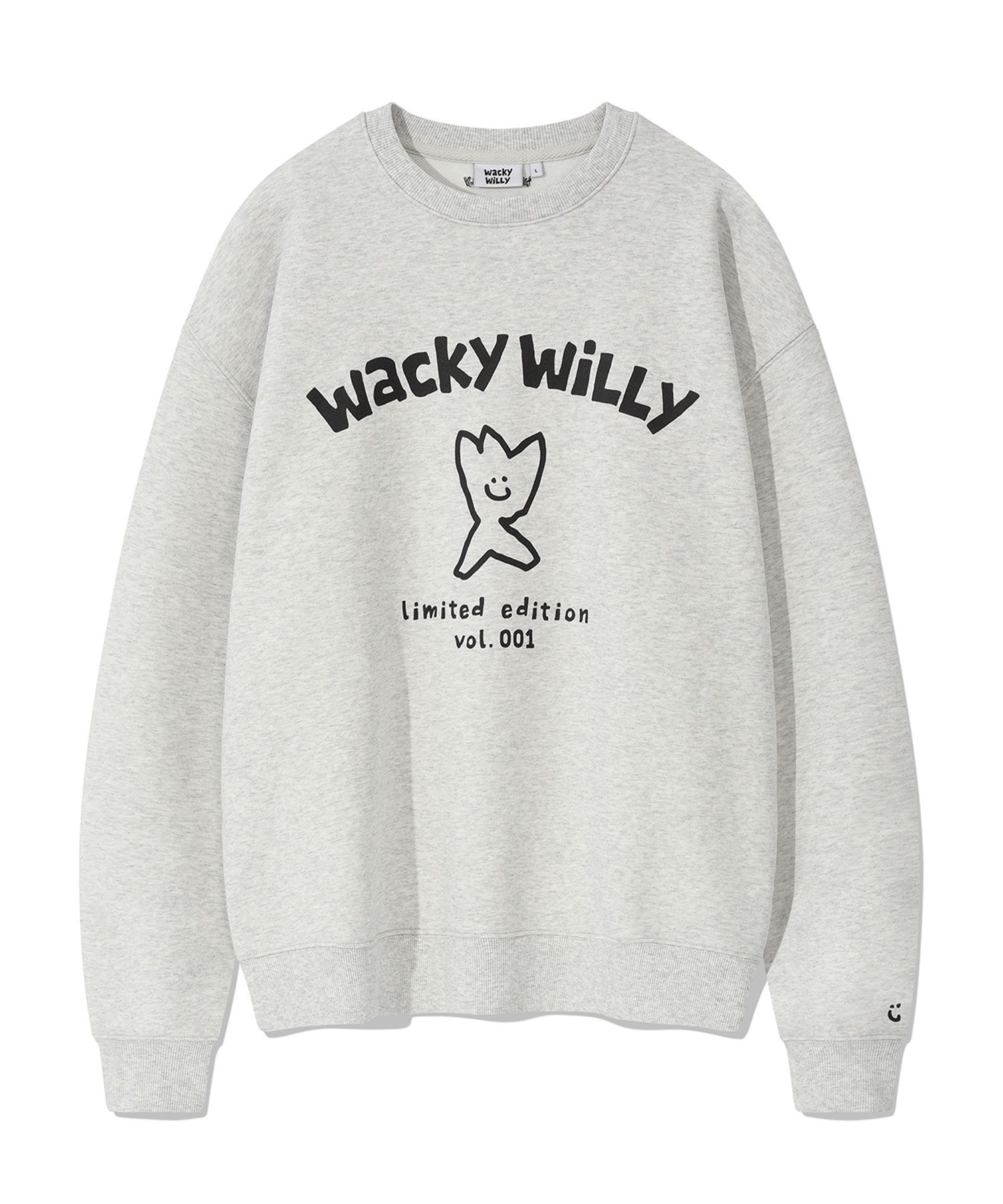 MUSINSA | WACKY WILLY Logo typographic sweatshirt light gray