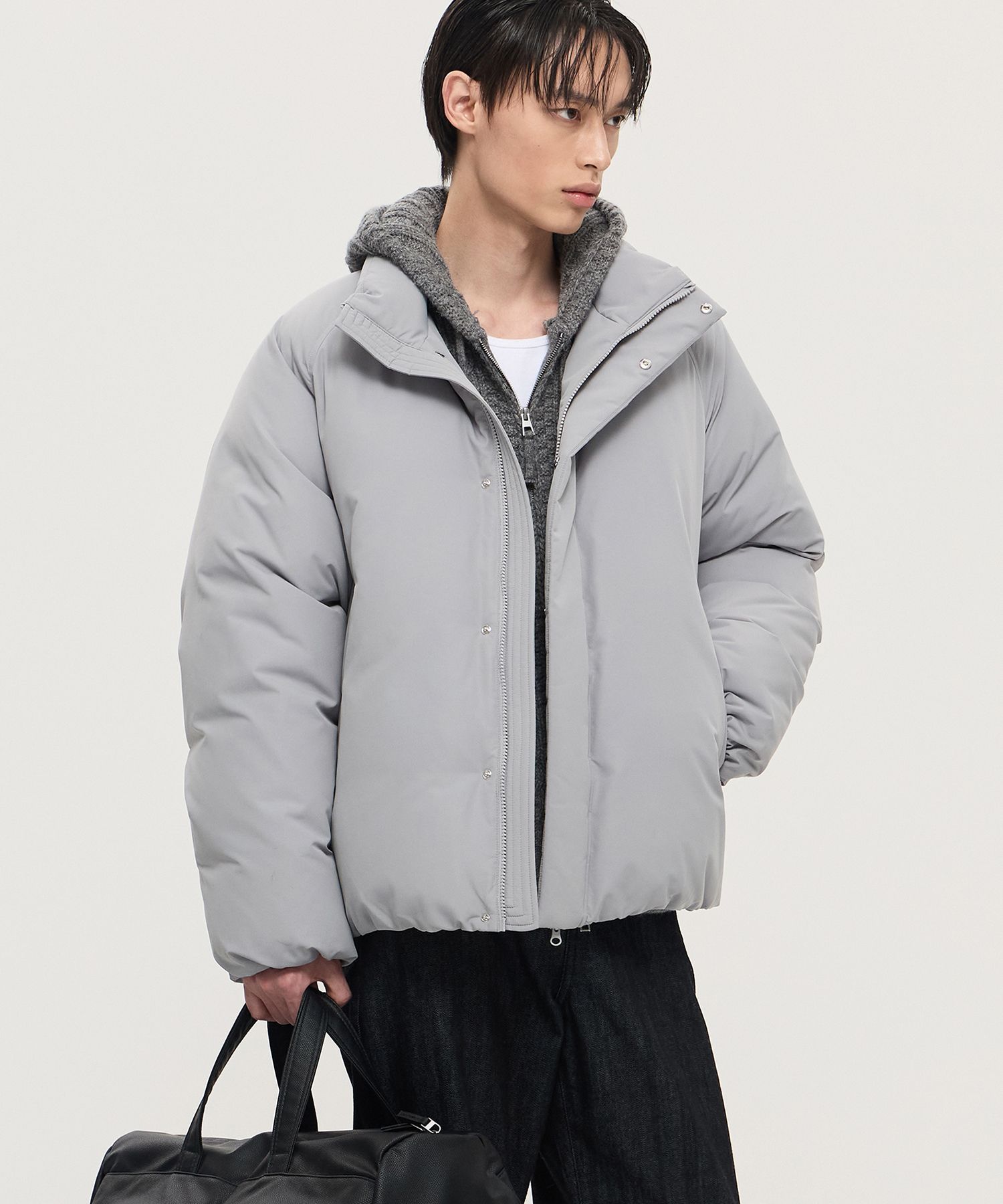 MUSINSA | TNGT [EUROPEAN GOOSE] Gray Balloon Fit Goose Down Jumper ...