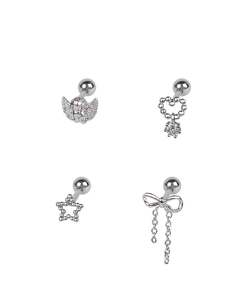 MUSINSA公式 | VVV [SET] Drop Ribbon Angel Star Piercing