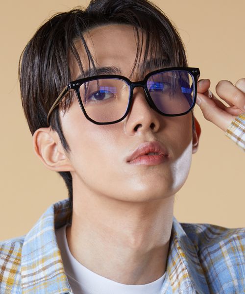 MUSINSA | KOLEAT MEN Big Horn Rim Blue Light Blocking Glasses Round Square Glass [BKBG]