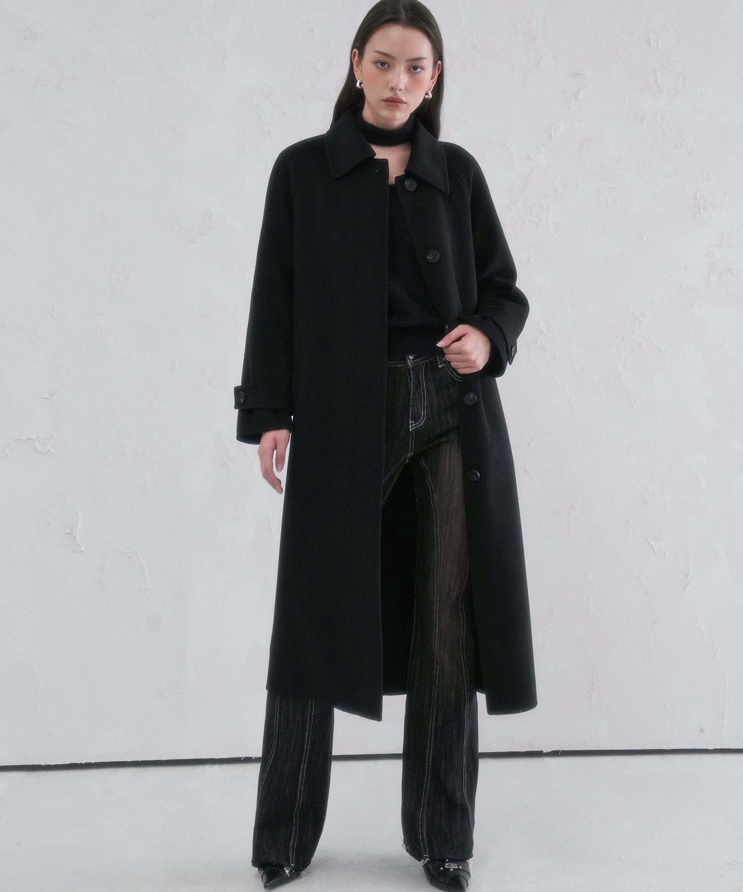 MUSINSA | AVANDRESS Hidden Handmade Wool Coat BLACK