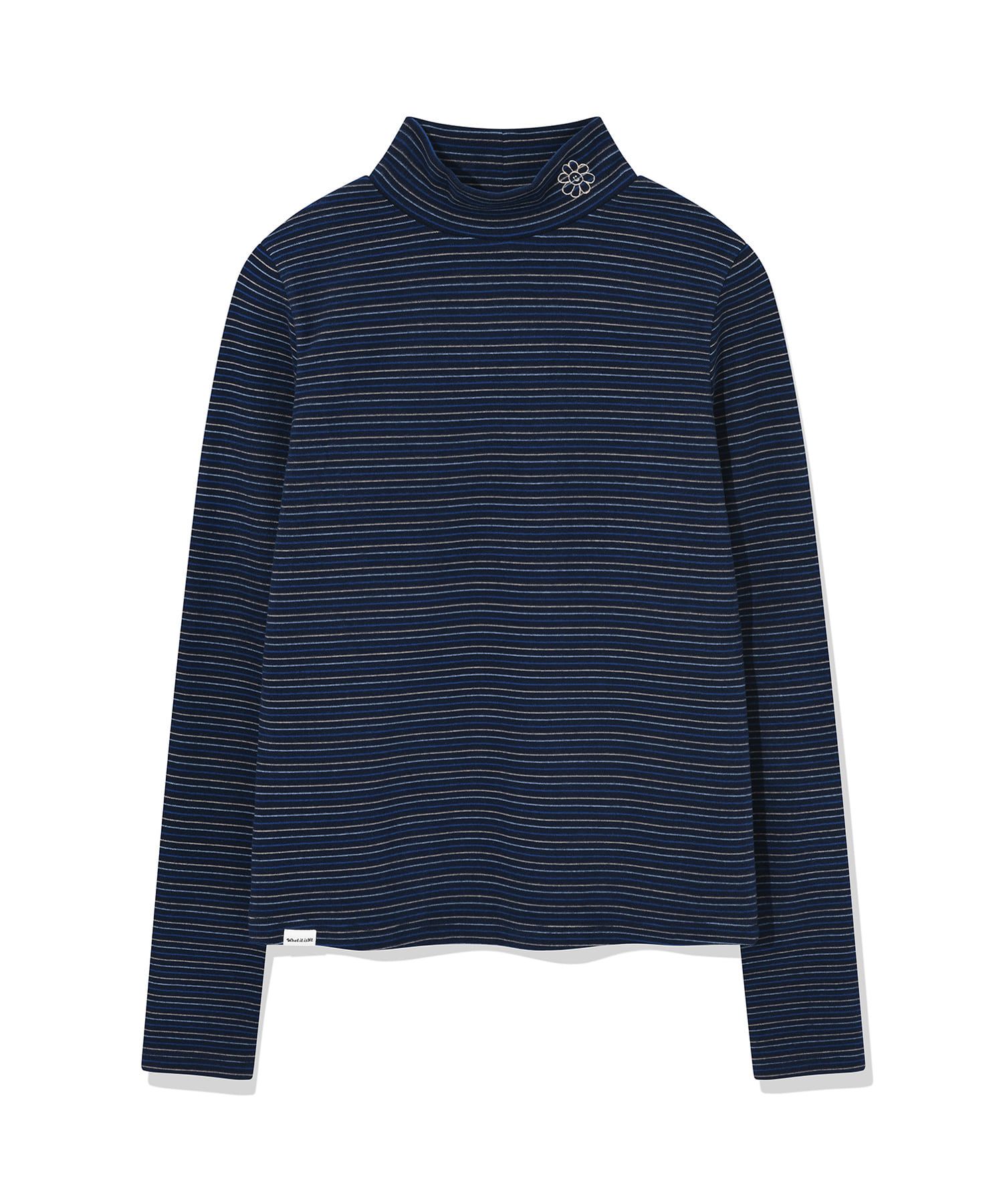 MUSINSA | WACKY WILLY Women's Striped Long Sleeve T-Shirt Navy