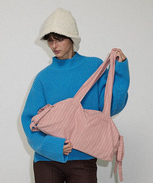 MUSINSA | NONMUTE Pigtails ribbon bag Stripe Pink
