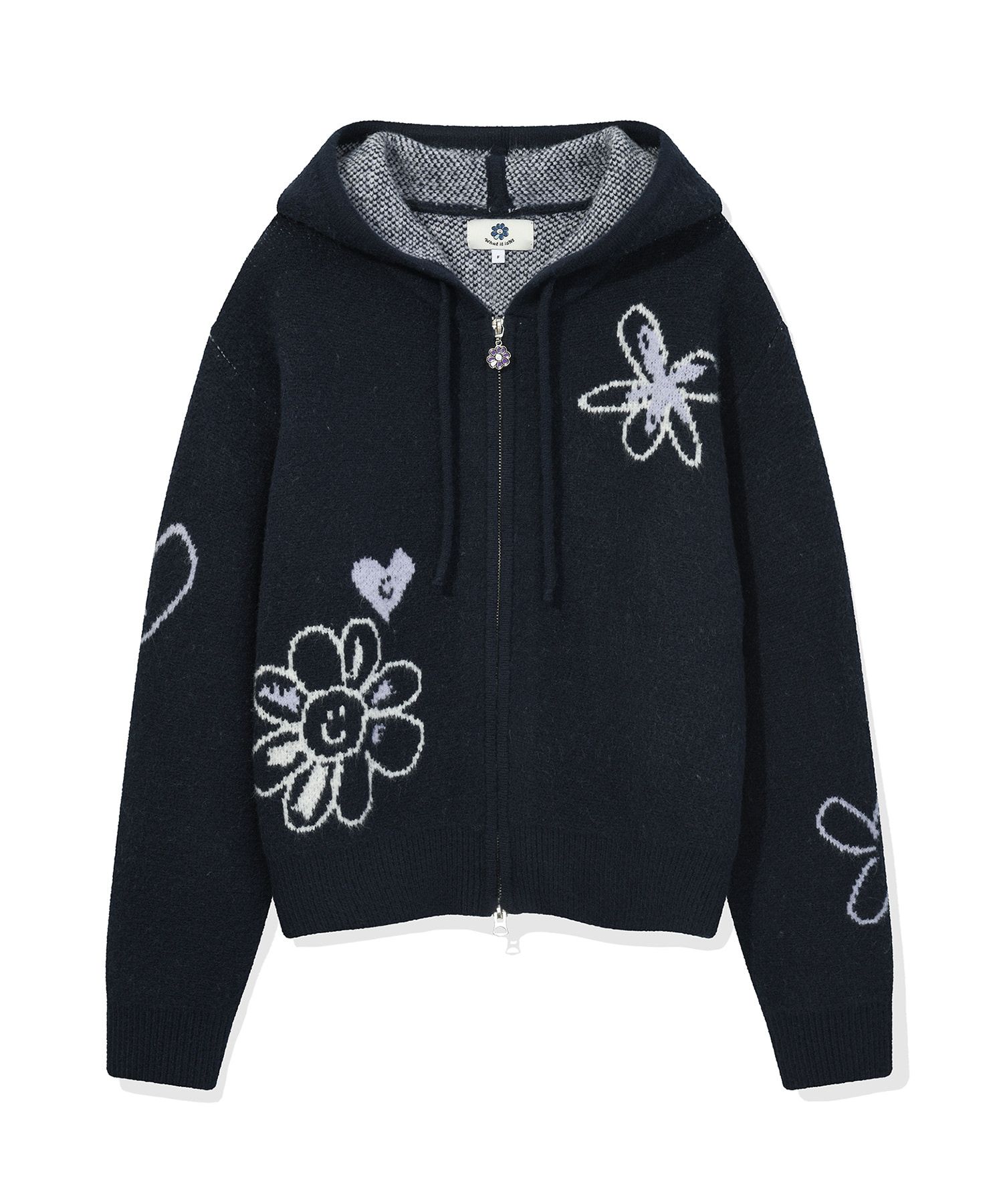 MUSINSA | WACKY WILLY Women's Flory Hooded Cardigan Dark Navy