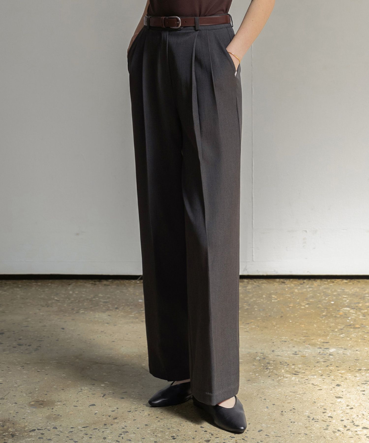 MUSINSA | NON AND NON WIDE LEG TAILORED SLACKS_NFSL4118 (CHARCOAL)