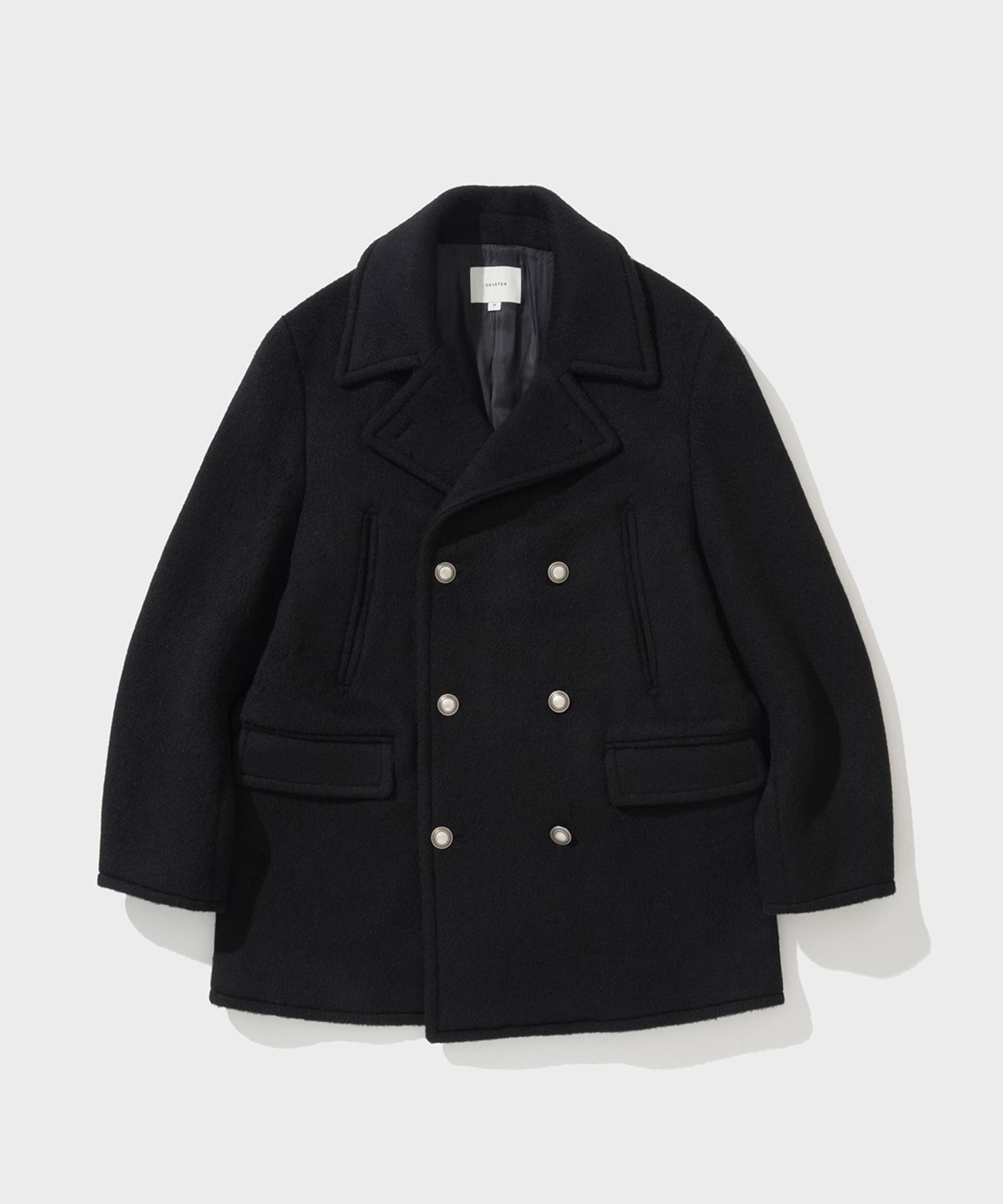 MUSINSA | SHIRTER FINE MASTER PEA COAT (BLACK) [Limited Edition]