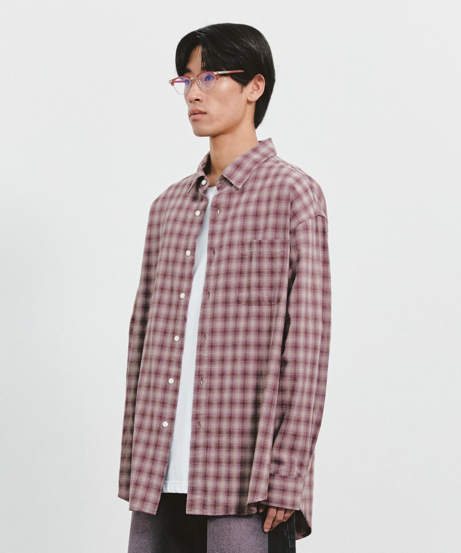 MUSINSA | BALLUTE GEEK OVER SILHOUETTE SHIRTS (PINK CHECK)