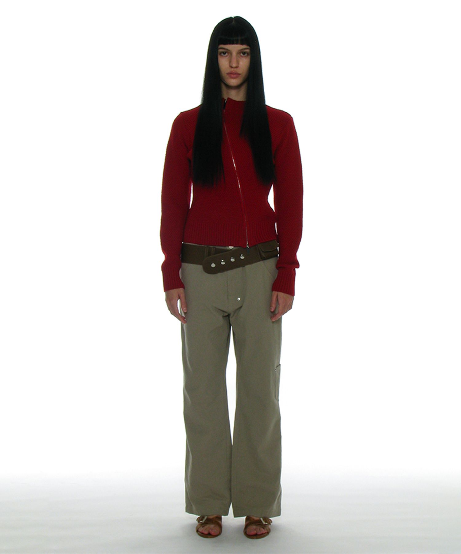 MUSINSA | PARTIMENTO WOMEN Pocket Pointed Wide Leg Pants_Beige