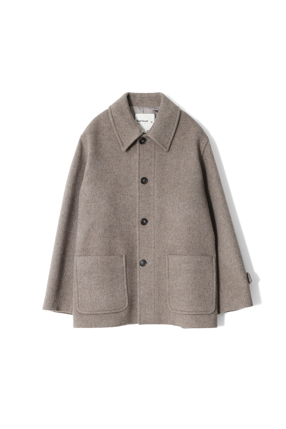 MUSINSA | HORLISUN Newyear Wool Half Coat Melange Beige