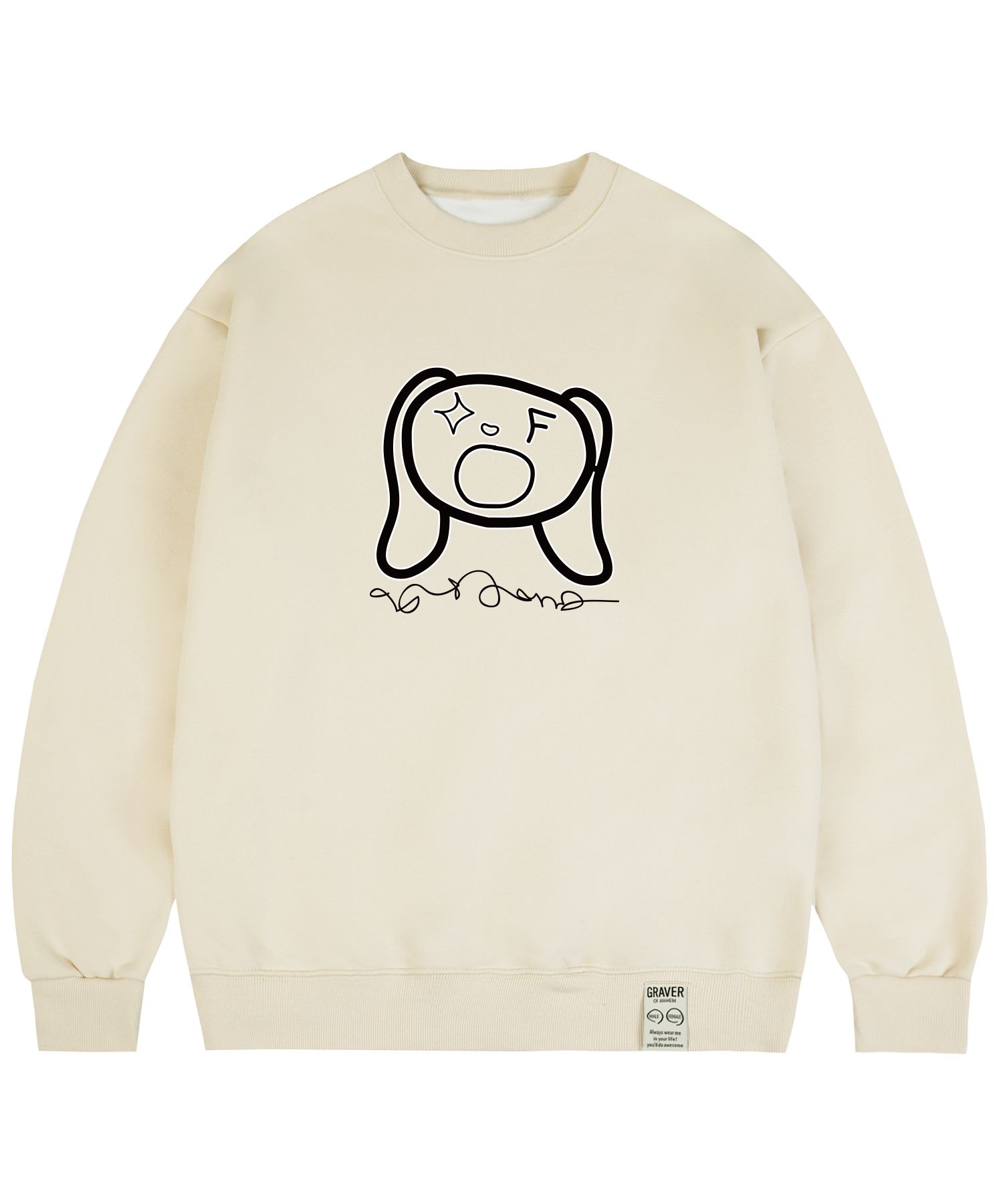 MUSINSA | GRAVER [UNISEX] Baba Lettering Man to Man_Cream