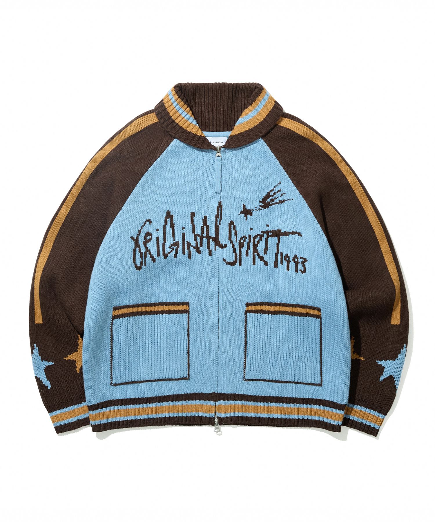 MUSINSA | 1993STUDIO Symbol Logo Cowichan Cardigan_Blue