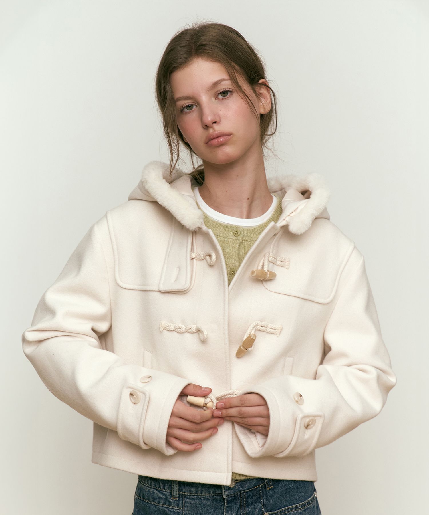 MUSINSA | KIRSH Cherry Crop Toggle Short Coat [Ivory]