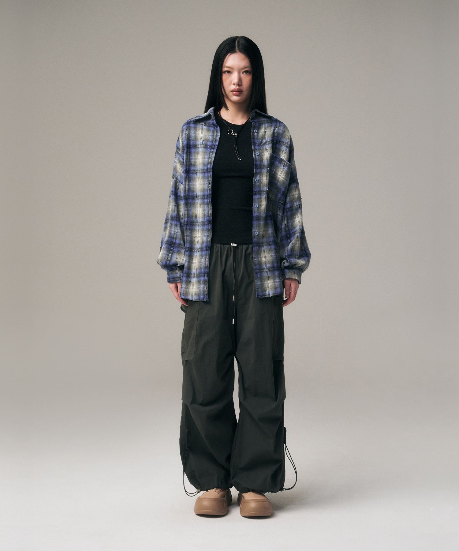 MUSINSA | SQUARELINE String Out Pocket Nylon Pants_Dark Gray