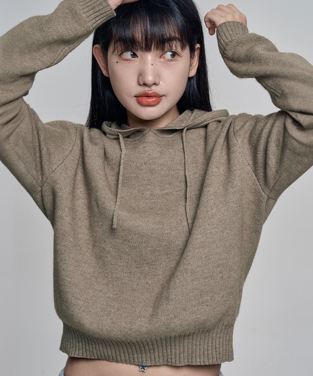 MUSINSA | CHICKS Caden hood knit khaki