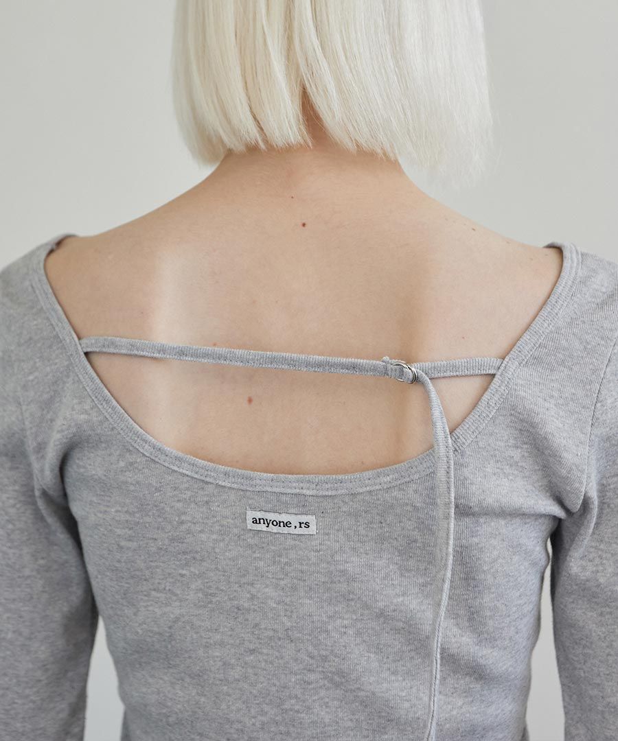 MUSINSA公式 | RENSE Back Point Boat Neck Sleeve Melange Gray