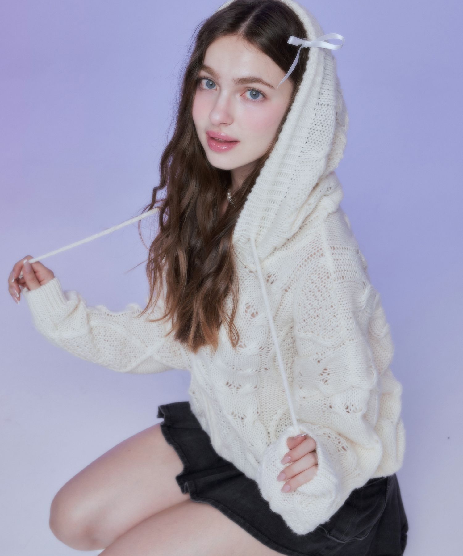 MUSINSA公式 | MOON FAIRY MF ロレル ケーブル フードジップアップ - アイボリー