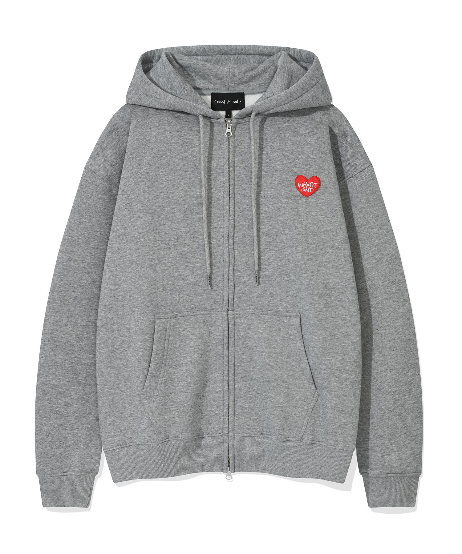 MUSINSA | WACKY WILLY Heart Wappen Fleece Hoodie Gray