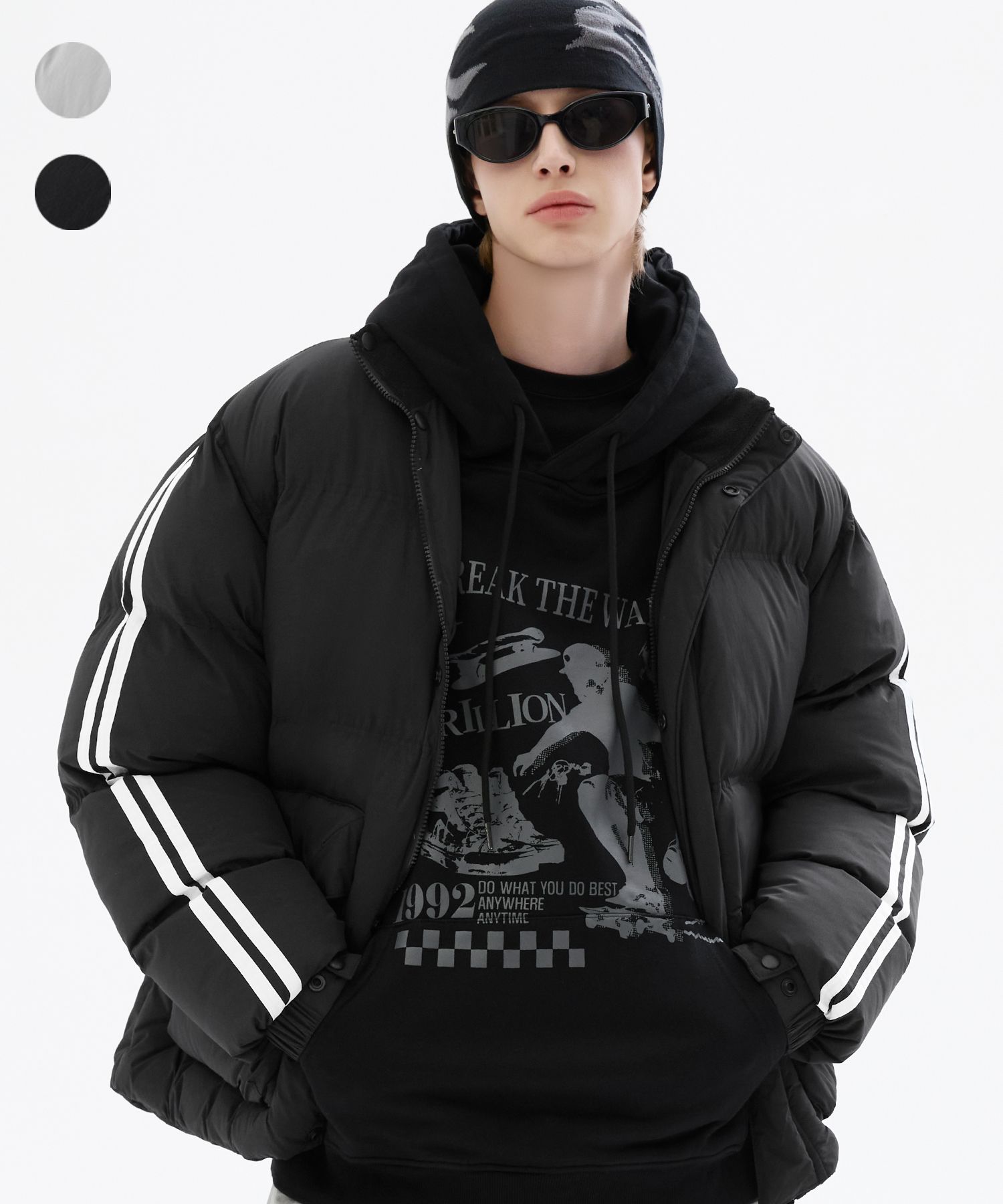 MUSINSA | TRILLION Track Line Puffer Short Padding [2COLOR]