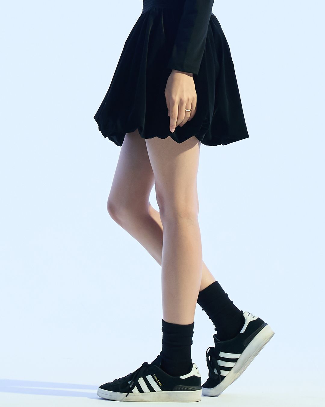MUSINSA | MOAA Gathered Bubble Skirt (BLACK)