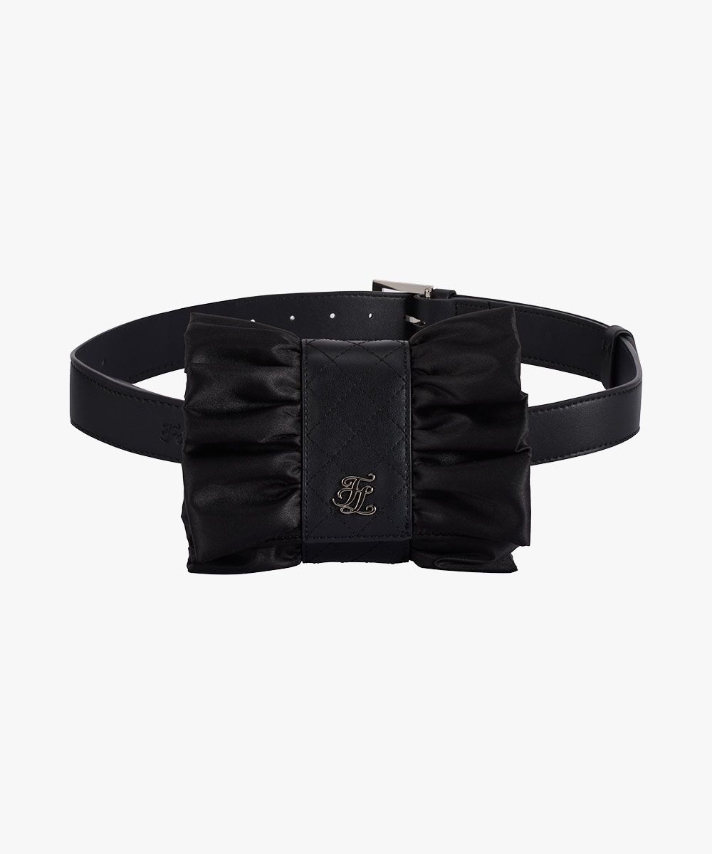 MUSINSA | FAIRLIAR Ribbon Mini Hip Sack (Black)