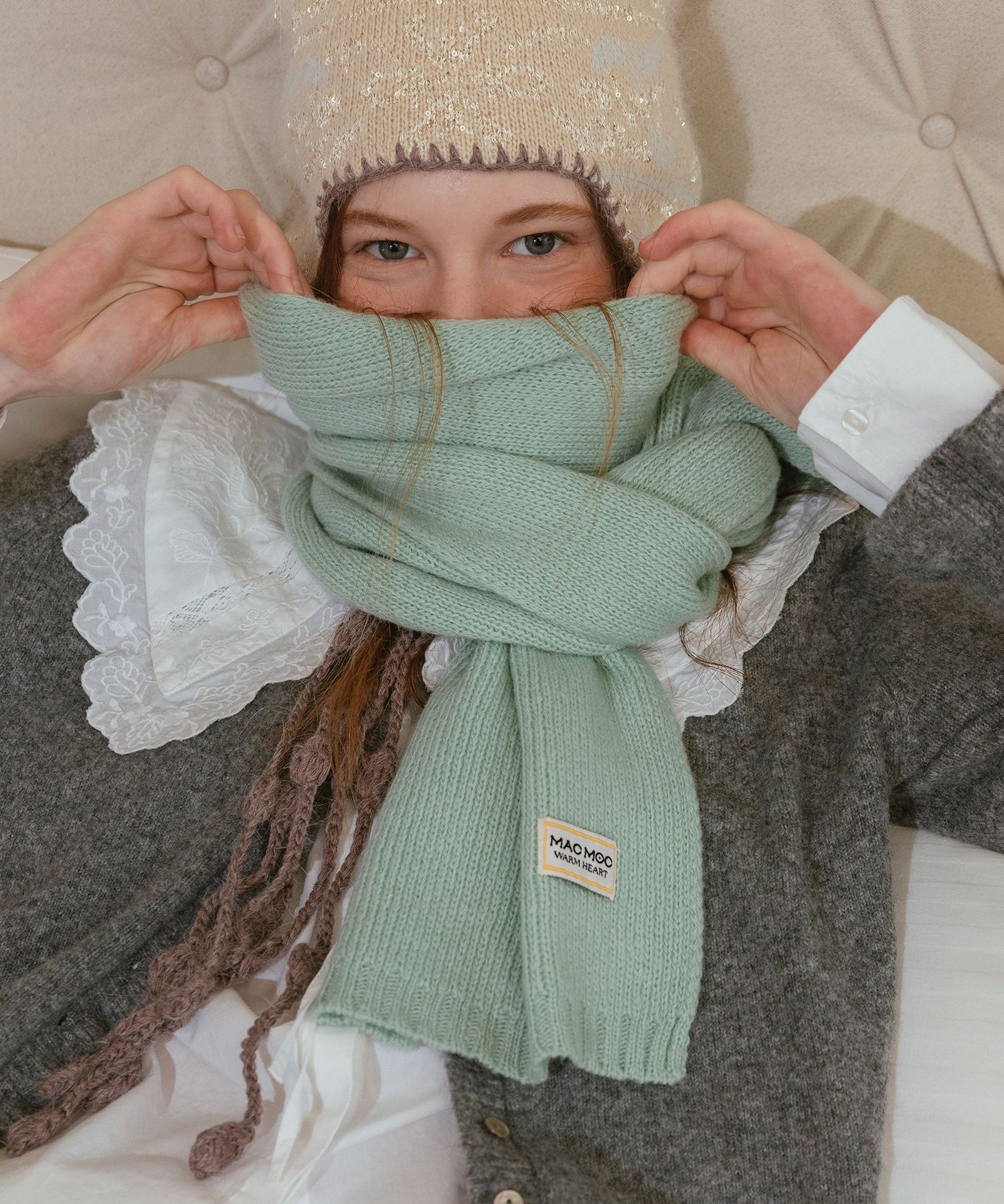 MUSINSA | MACMOC Dull Dull 6Color Soft Wool Knit Logo Muffler