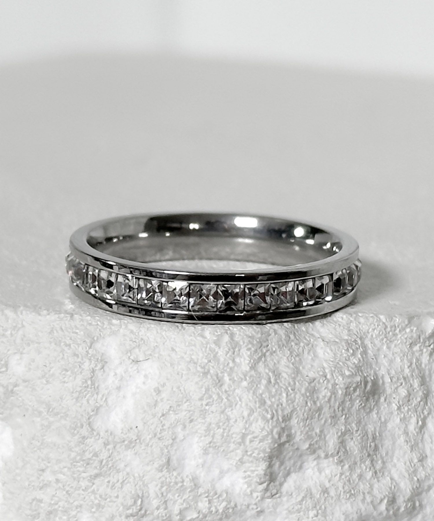 MUSINSA | BLESSED BULLET ss-zirconia square cubic ring