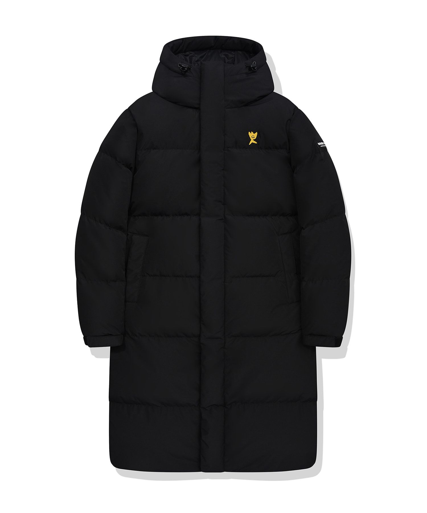 MUSINSA | WACKY WILLY Logo Wappen Hood Long Down Jumper Black